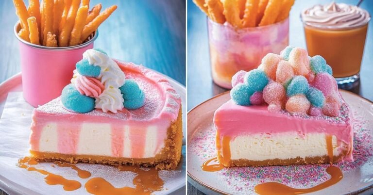 Dinner Recipes: Cotton Candy Cheesecake with Funnel Cake Fries